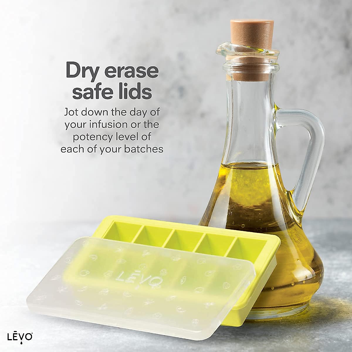 LĒVO Herb Block Tray - Silicone Freezer Tray with Lid - Herb Saver for Homemade Infusions - Silicone Freezer Mold for LĒVO Infusions - Food Grade Silicone, BPA Free - Grey