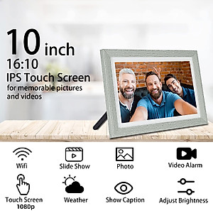 Digital Photo Frame WiFi 10 Inch Touch Screen,HAOVM HD IPS Display Digital Picture Frame with 16GB Storage, Auto-Rotate, Motion Sensor, Easy Setup to Share Photos & Videos Email,Cloud,via VPhoto APP