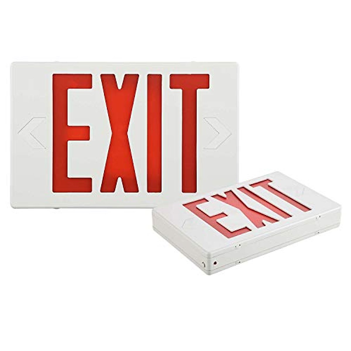 EXITLUX 2 PACK UL Listed -Red Led Exit Sign with Emergency Lights&Battery Backup Operated Powered Exit Lights Exit -Double Face-120-277VAC Fire Exit Signs Lighting for Room,Street,Window.Stairs.