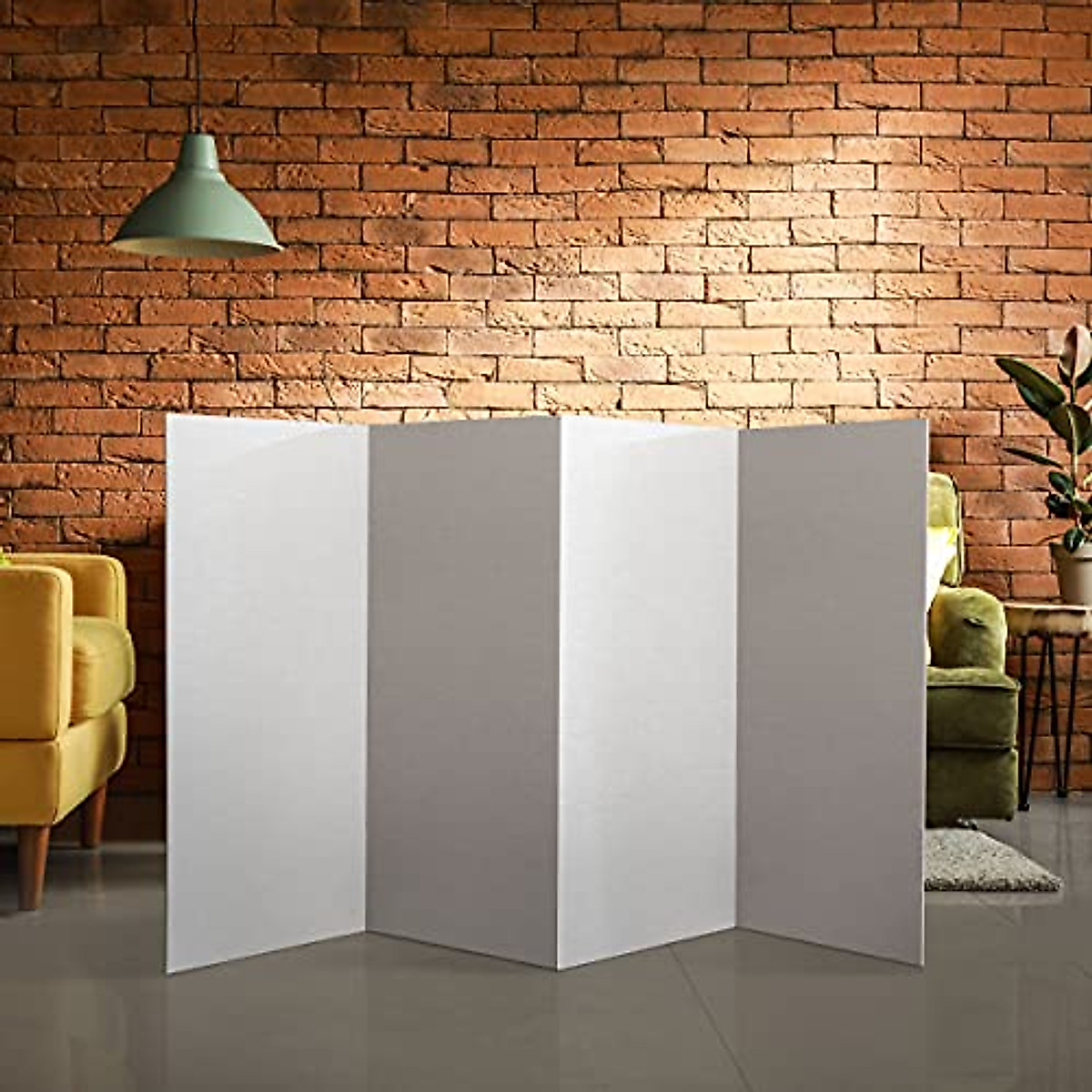 3 ft. Short White Temporary Cardboard Folding Screen - 4 Panels