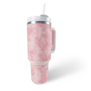 MightySkins Carbon Fiber Skin Compatible with Stanley The Quencher H2.0 FlowState 40 Oz Tumbler - Cotton Cloud | Protective, Durable Textured Carbon Fiber Finish | Easy to Apply