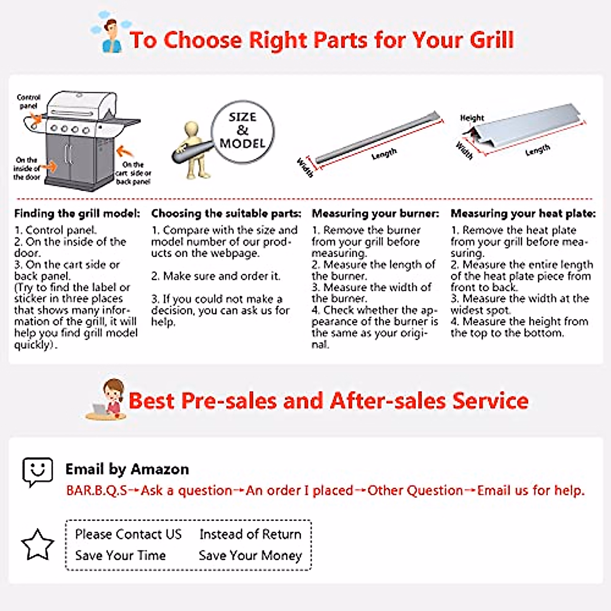 Hisencn Stainless Grill Burner Tube, Heat Plates Tent Replacement Fits for Perfect Flame 24137, 24138, 2518SL-NG, 2518SLN-LPG, Kenmore 148.16156211 Gas Grill Models