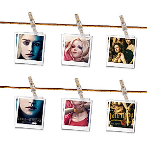 100 Pieces Clear Plastic Utility Paper Clip, Photo Paper Peg Pin, Clothes Line Clips, Craft Clips, 3.5 x 0.5cm x 0.7cm (Gold Glittered)