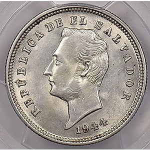 1944 SV El Salvador 1944 25 Centavos PCGS AU 58 PI0060 DE FAIR