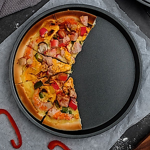 Non Stick Pizza Pan Dish Pizza Pan Kitchenware Baking Pan 2Pcs Deep Thickened Carbon Steel Baking Pan for Kitchen Bakery (9 inches)