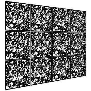 Kernorv Hanging Room Divider Made of Environmentally PVC, 12 PCS Partitions Panel Screen for Decorating Bedroom, Dining, Study and Sitting-Room, Hotel, Bar and Restaurant. (12, Black)