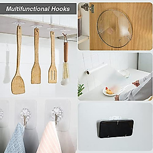 JelKen Wall Hooks, 12 Pack Heavy Duty 22lb(Max) Self Adhesive Hooks, Transparent Sticky Hooks for Kitchen Bathroom Office Closet, Hanging Coat Cloth Towel Key Decorations