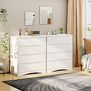 Bealife 4 Drawer Dresser, White Dresser for Bedroom for Storage, Modern Chest of Drawers with Recessed Handle and Anti-Tipping Device for Office, Living Room, Hallway