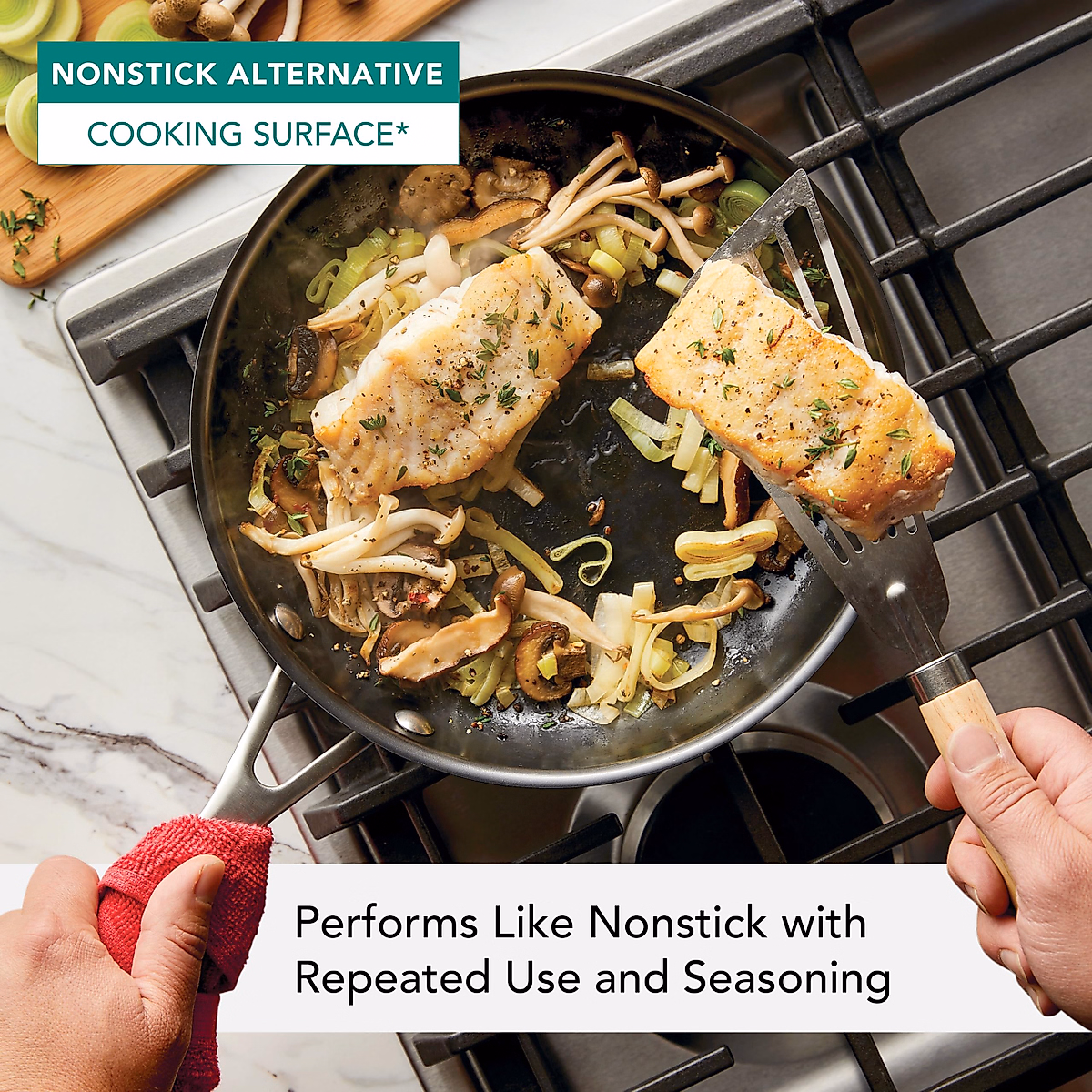 KitchenAid NITRO Carbon Steel Frying Pan/Skillet, Stainless Steel Handle, Compatible with All Cooktops, 10 Inch Open Fry Pan - Black