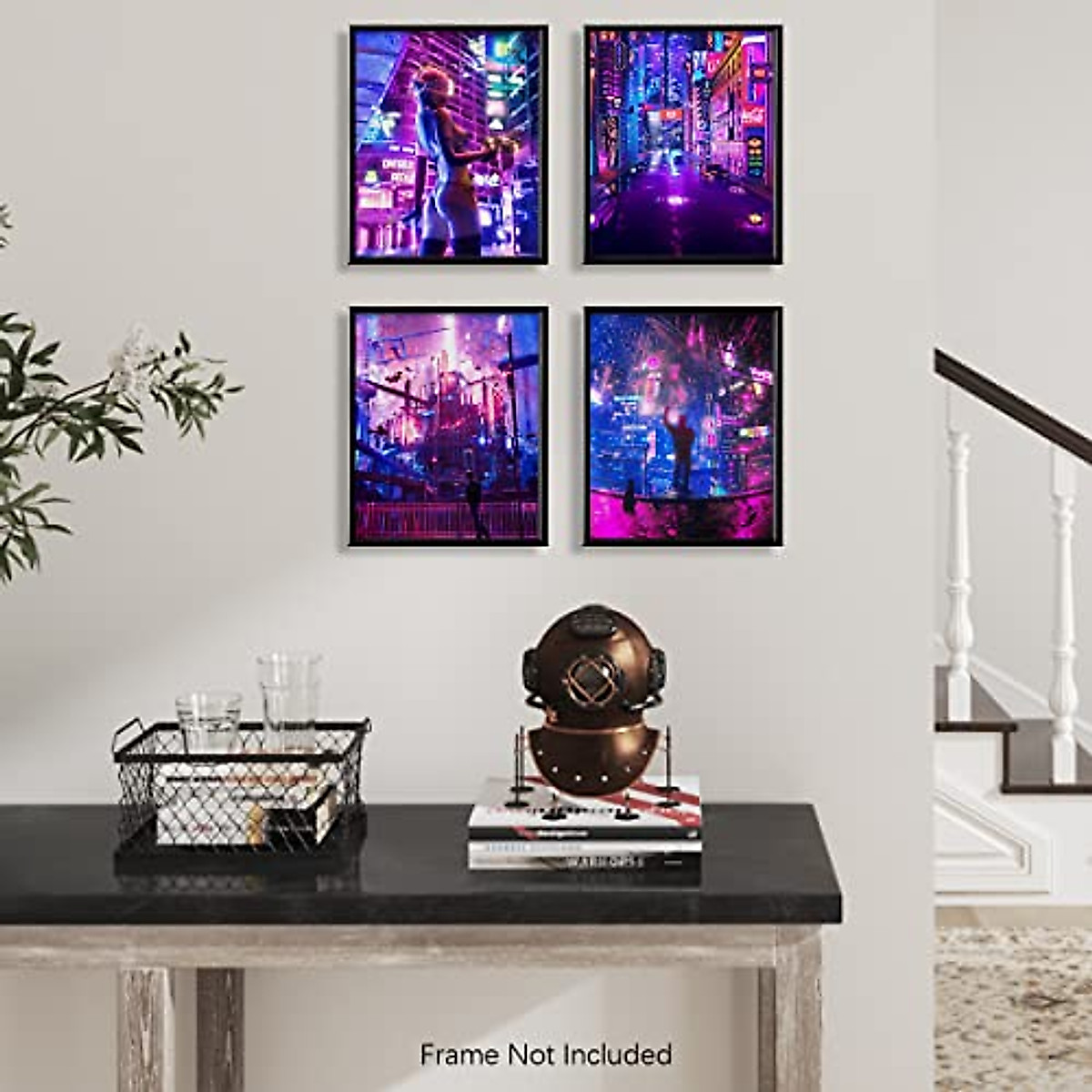 Japanese Anime Wall Art Decor - Cyberpunk Tokyo Hongkong Posters Prints - Vaporwave Vibey Cool Indie Picture Room Decor - Japan Neon Night Aesthetic Decorations - Preppy Chic Manga Cartoon - 8x10