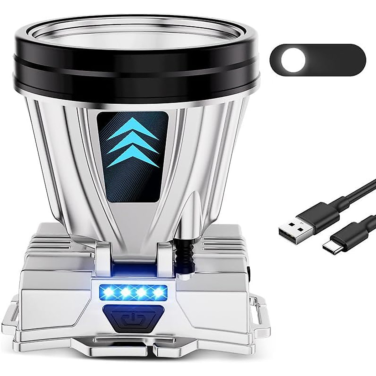 Super Bright Rechargeable High Power Headlamp,LED Rechargeable Head Lamp,LED Head Lights for Forehead Flashlight,Waterproof Headlamp Headlight with White Lights for Camping,Running,Cycling,Fishing