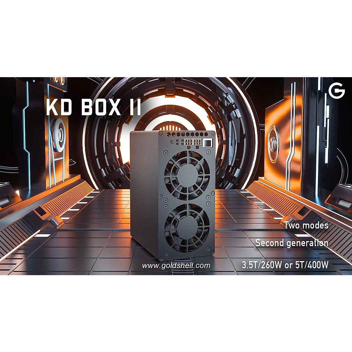 New Goldshell KD Box II Kadena KDA ASIC Miner Dual Mode 5TH/s 400W or 3.5TH/s 260W with 110V-240V 750W PSU and Cord(KD Box II)