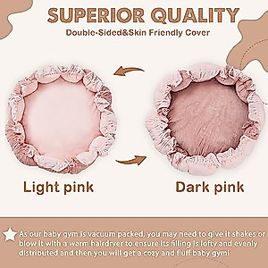 5-in-1 Thick Baby Gym & Ball Pit, Plush Play Gym, Tummy Time Mat, Dog Bed, Cat Bed, Pet Mat, Activity Gym & Play Mat from Baby to Toddler, Pet Cushion, Convertible Stage-Based Developmental, Pink