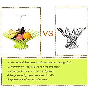 Fruit Basket for Kitchen Counter, Creative Foldable Rotation Fruit Bowl with 4 in 1 Multifunctional Melon Baller Scoop Set, Modern Countertop Fruit Holder for Kitchen Dinning Table Storage Decor