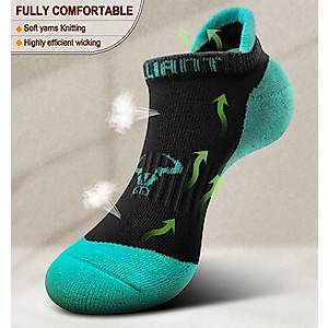 BULLIANT Socks For Women 6Pairs-Womens Athletic Ankle Socks No Show Cushioned for Walking Running-Compression Arch Support(6Pairs,Shoes Size:Women 9-10)