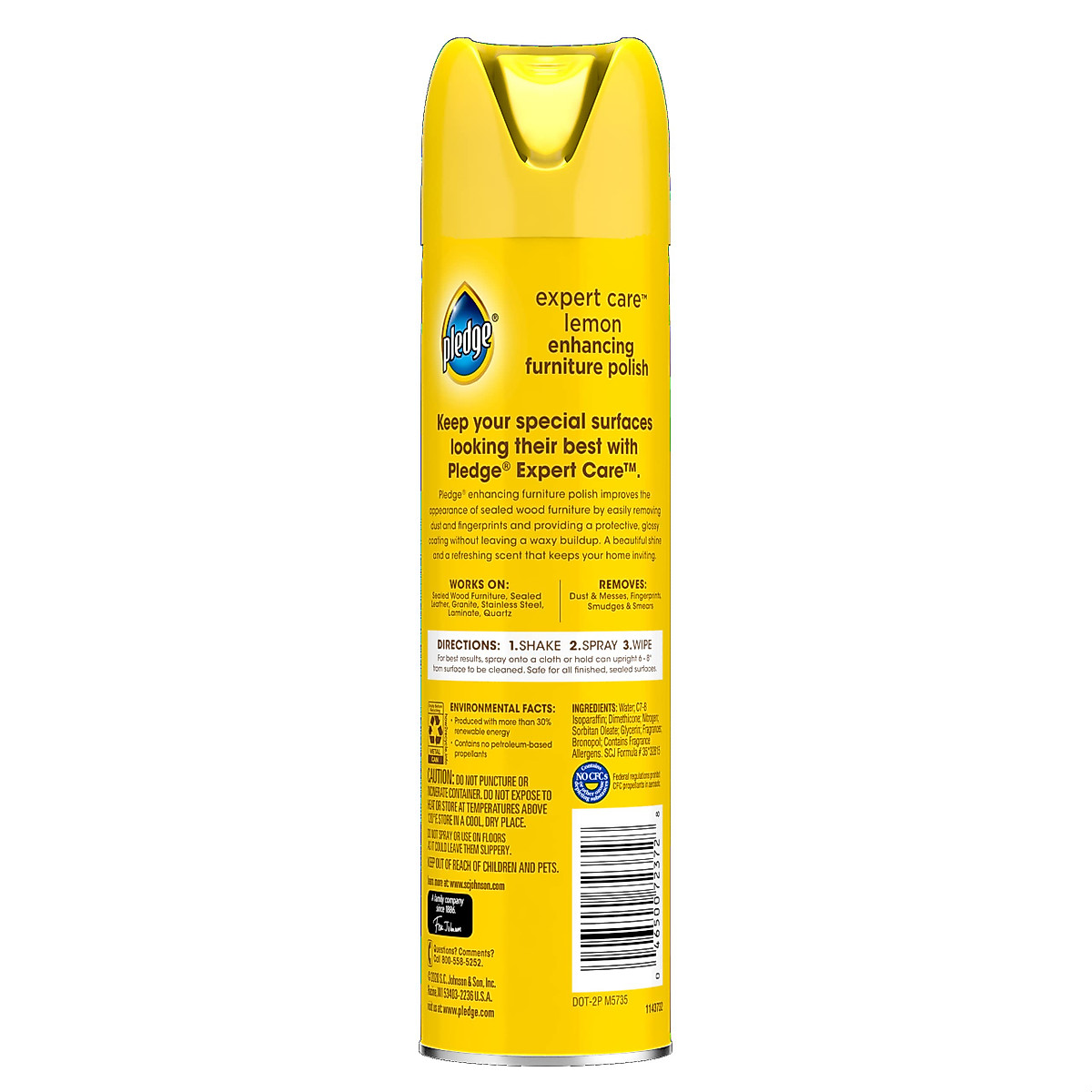 Pledge Beautify It Lemon Enhancing Polish Spray - Removes Dust and Fingerprints. Provides Protective, Glossy Coating (1 Aerosol Spray), 9.7 oz, Packaging May Vary
