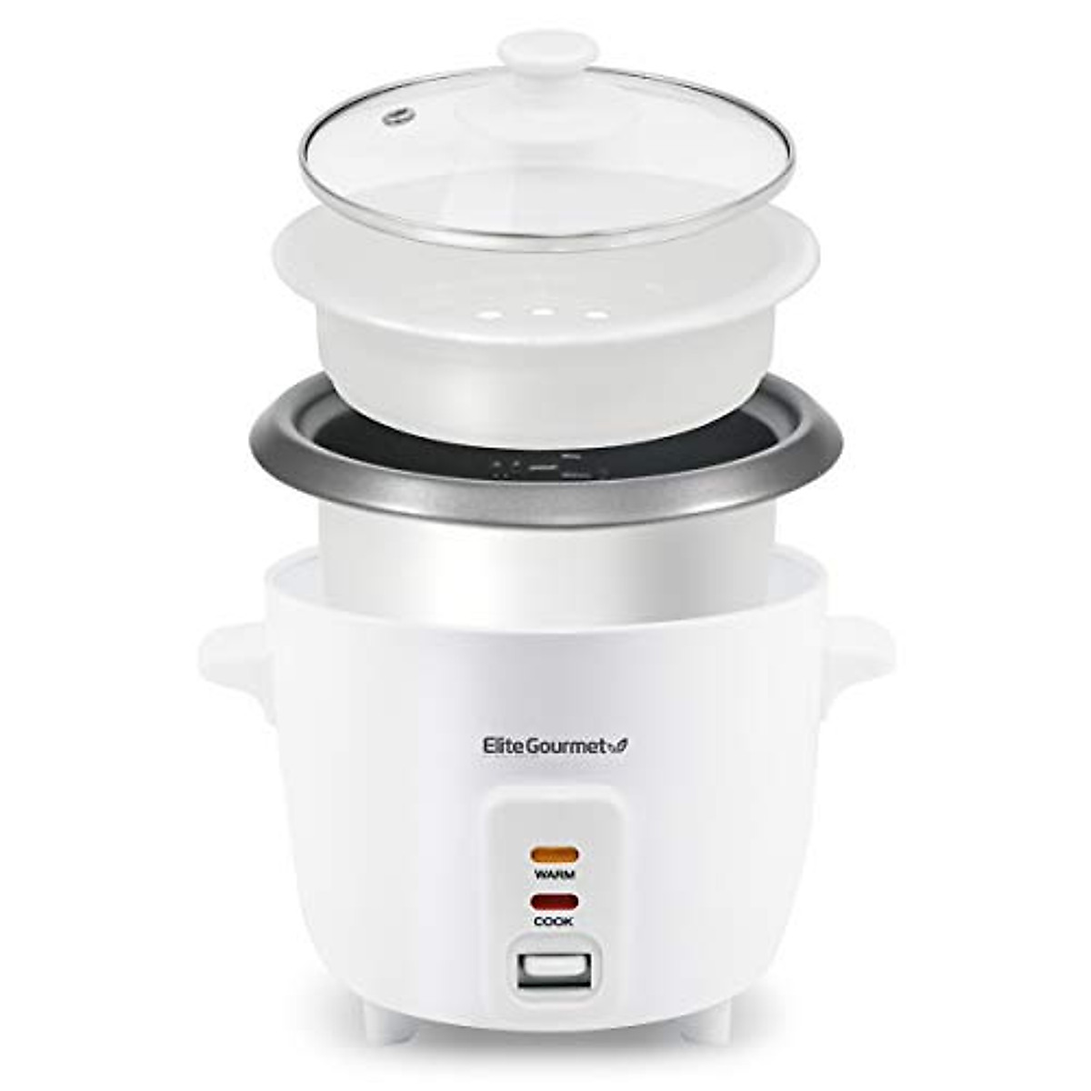 Elite Gourmet ERC-006NST# Electric Rice Cooker with Non Stick Inner Pot Makes Soups, Stews, Grains, Cereals, Keep Warm Feature, 6 Cups, White