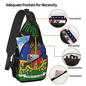 Fashion Haiti Haitian Flag Sling Bag Adjustable Shoulder Strap Haiti Casual Backpack Crossbody Travel Hiking Daypack