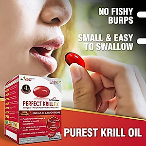 LABO Nutrition Perfect Krill EX, The Purest Ultra Strength Antarctic Krill Oil, Highest Phospholipids (>56%) with Choline & Astaxanthin, Omega 3, Heart & Joint Support, 100% Made In USA, 2x 60softgels