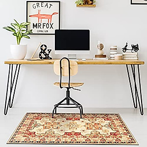 My Magic Carpet Washable Rug - Non-Slip, Stain Resistant, Waterproof, Foldable - 1 Piece Accent Living Room & Bedroom Area Rug - Pet & Kid Friendly (Ottoman Natural, 3X5 ft)