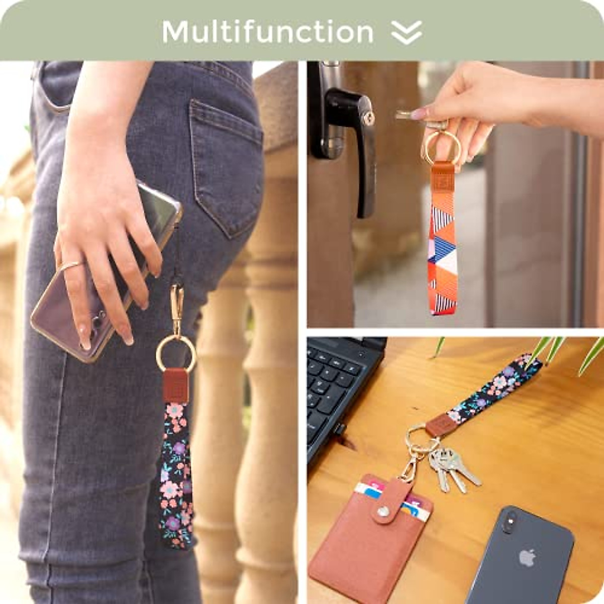 SENLLY Wristlet Lanyard Strap for Keys, Original Pattern Design Wrist Keychain Holder