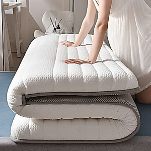 QQCC Mattress Topper Latex Mattress, Soft Fashion Mattress Double Household Thickened Folding Foam (Color : Gray, Size : Thickness 8cm)