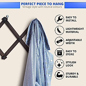 Stylo Grey Wall Hangers X Shaped 37 x 16 Inches with 14 Wooden Pegs (2 Inches Long) - Hat Racks for Baseball Caps, Purse Hanger Accordian Wall Hanger Wood for Hats, Caps, Mugs, Coat Hangers for Wall