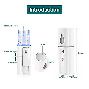 Nano Mist Sprayer - Makina Usb Charging Handheld Facial Beauty Skin Care Products Big Water Tank Ultrasonic Moisturizing Mini Nano Mister (L2White)