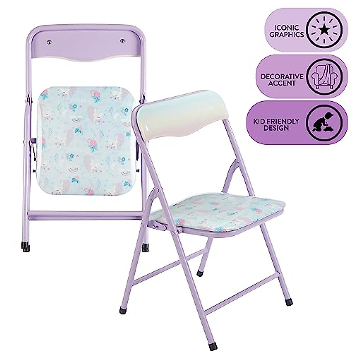 Heritage Kids 3 Piece Table and Chair Set, Purple Unicorn