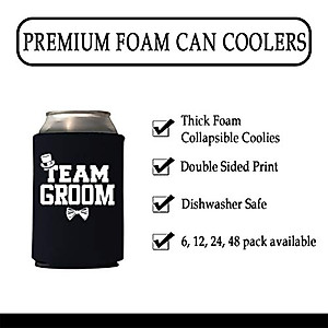 Veracco The Groom and Team Groom Can Coolie Holder Bachelor Party Wedding Favors Gift For Groom Groomsmans Proposal (White Groom, Black TG, 6)