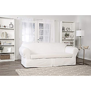 Classic Slipcovers WDEN2PC10WHT Sofa slipcover, 2 Piece, Separate Cushion Cover, Pure White