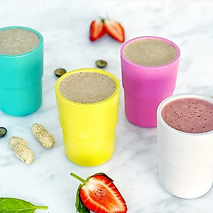 bobo&boo Plant-Based Cups for Kids – Melamine and BPA Free - Microwavable and Dishwasher Safe - Eco-Friendly Toddler Drinking Cup Set - LAGOON