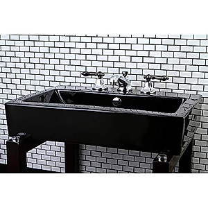 Kingston Brass NS4463AL Water Onyx Widespread Bathroom Faucet, Polished Chrome/Black Stainless Steel