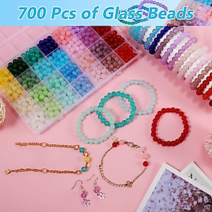 700 Pcs 8mm Glass Beads for Jewelry Making,28 Colors Crystal Beads Bracelet Kit for Bracelet Jewelry Making and DIY Crafts
