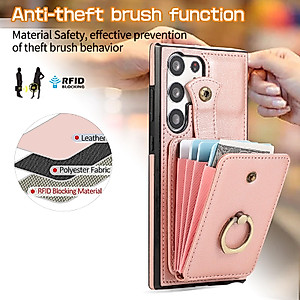 Phone Flip Case Premium Leather 2 in 1 Wallet Case Compatible with Samsung Galaxy A12 5G,Magnetic Closure Purse W Rotation Ring Stand/Card Slots Holde/Lanyard Crossbody Shockproof Protective Phone Cas