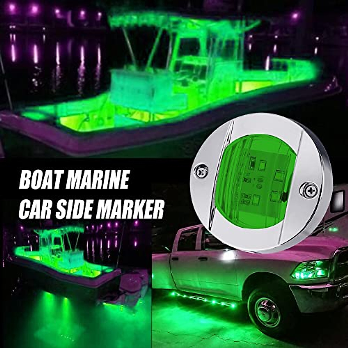 ikasus Round Trailer LED Marker Clearance Tail Lights,12V/24V Waterproof Led Trailer Light,Green 6 LED Stop Turn Tail License Brake Running Light Lamp for Trailers Boat Trailer Truck Marine Camper RV
