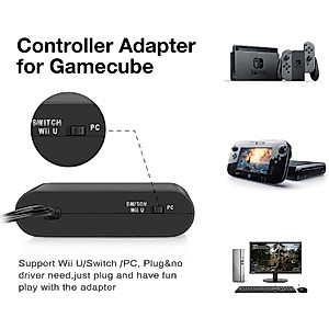 Y Team Controller Adapter for Gamecube, Compatible with Nintendo Switch, Super Smash Bros Switch Gamecube Adapter for WII U/PC with 4 Port