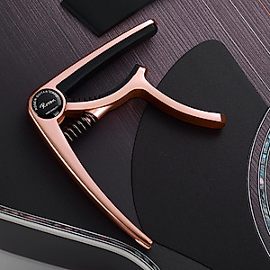 Rosen Champagne Guitar Capo 3in1 Metal Capo Picks Set for Acoustic Guitar Electric Guitars Ukulele Mandolin Banjo