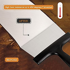 SHANGPEIXUAN Grill Scraper 6.4 Inch Stainless Steel Griddle Scraper with Plastic Handle Versatile Food Scraper Tool for Flat Top Teppanyaki BBQ Blackstone Griddle Accessories