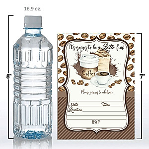 Watercolor Coffee Latte Fun Birthday Party Invitations, 20 5x7 Fill In Cards with Twenty White Envelopes by AmandaCreation