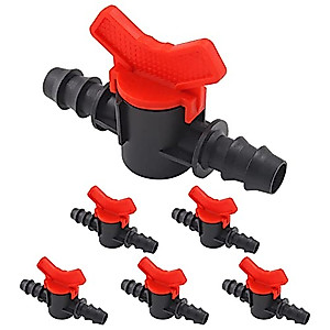 Moicstiy 6Pcs 1/2 Inch Drip Irrigation Switch Valve 16mm Ball Valve Shut-Off Switch Tubing Coupling Valve with Hose Barb for Agricultura Garden
