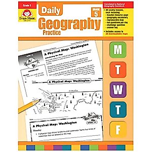 EVAN-MOOR Book Daily Geography Practice- Grade 5, 8.5 H x 11.0 L x 0.36 W