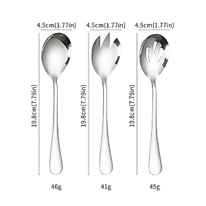 ARFUKA Salad Servers Stainless Steel Salad Serving Set Salad Spoon and Fork Set Kitchen Cooking Utensil Cutlery Gifts Silver, Set of 6