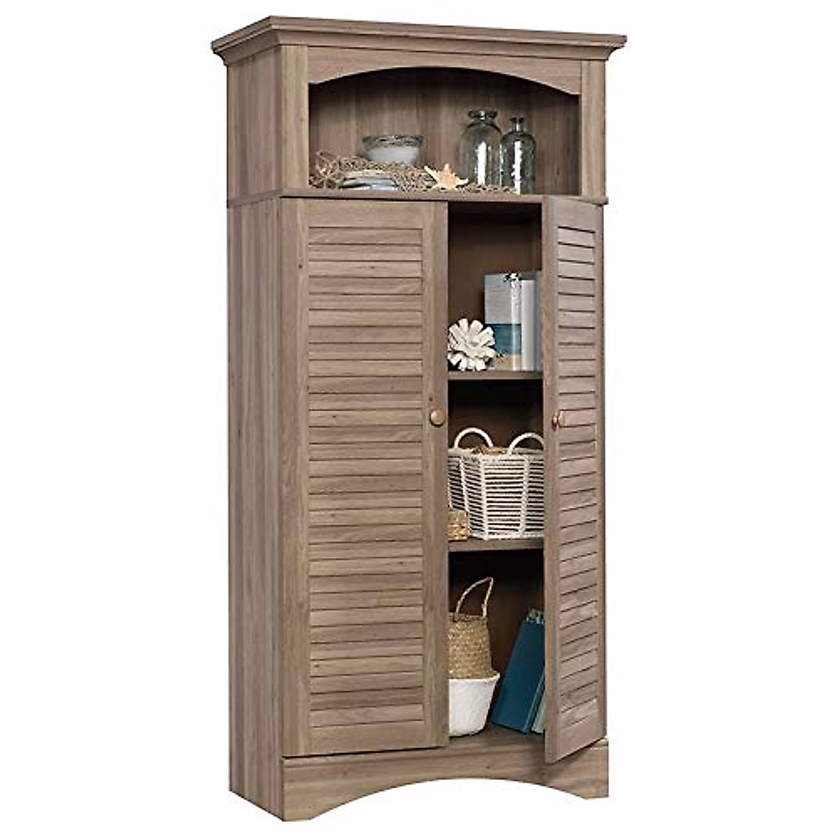 Sauder Harbor View Storage Cabinet, Salt Oak finish