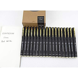 Fengtaiyuan P18, 0.5mm Black Gel Pens, Gel Ink Rollerball Pens for Office, Extra Point, Matt Type, 18 Pack