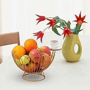Leefasy Fruit Basket, Fruits Bowls, Serving Bowls Basket Holder for Dining Table, Aureate