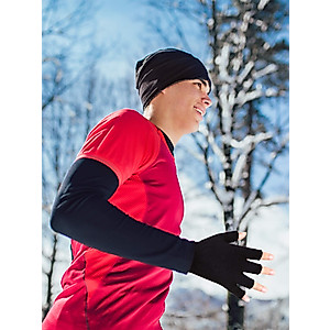 SATINIOR 3 Pairs Women Fingerless Gloves Winter Half Finger Knit Gloves for Women Men (Black, Dark Gray, Navy Blue)