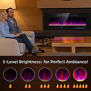 Zionheat 50 inches Electric Fireplace-Wall Fireplace for Living Room-Fireplace Heater Insert Wall Mounted with Remote Control,Timer,12 Flame Colors,750/150W,Ultra Thin