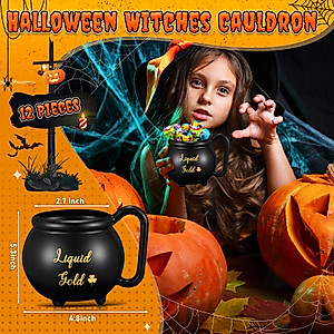 Uiifan 12 Pcs 15 oz Halloween Cauldron Plastic Witches Brew Cauldron Pot Halloween Cauldron Candy Bowl for Halloween Party Decorations (Clover Style)
