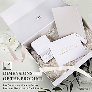iPassion Gift Box Set - Bridesmaids Gifts for Wedding (5 Pack), All Occasions, Bridesmaid Proposal, Magnetic Boxes With Lids, Big Set For Bridal, 13.5 x 9 x 4.5 inches, Large White GiftBox